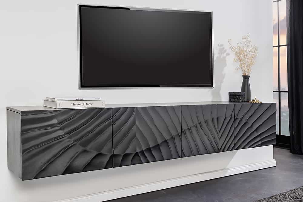 WAVE Design TV Board 160cm black mango solid wood – Sitheim