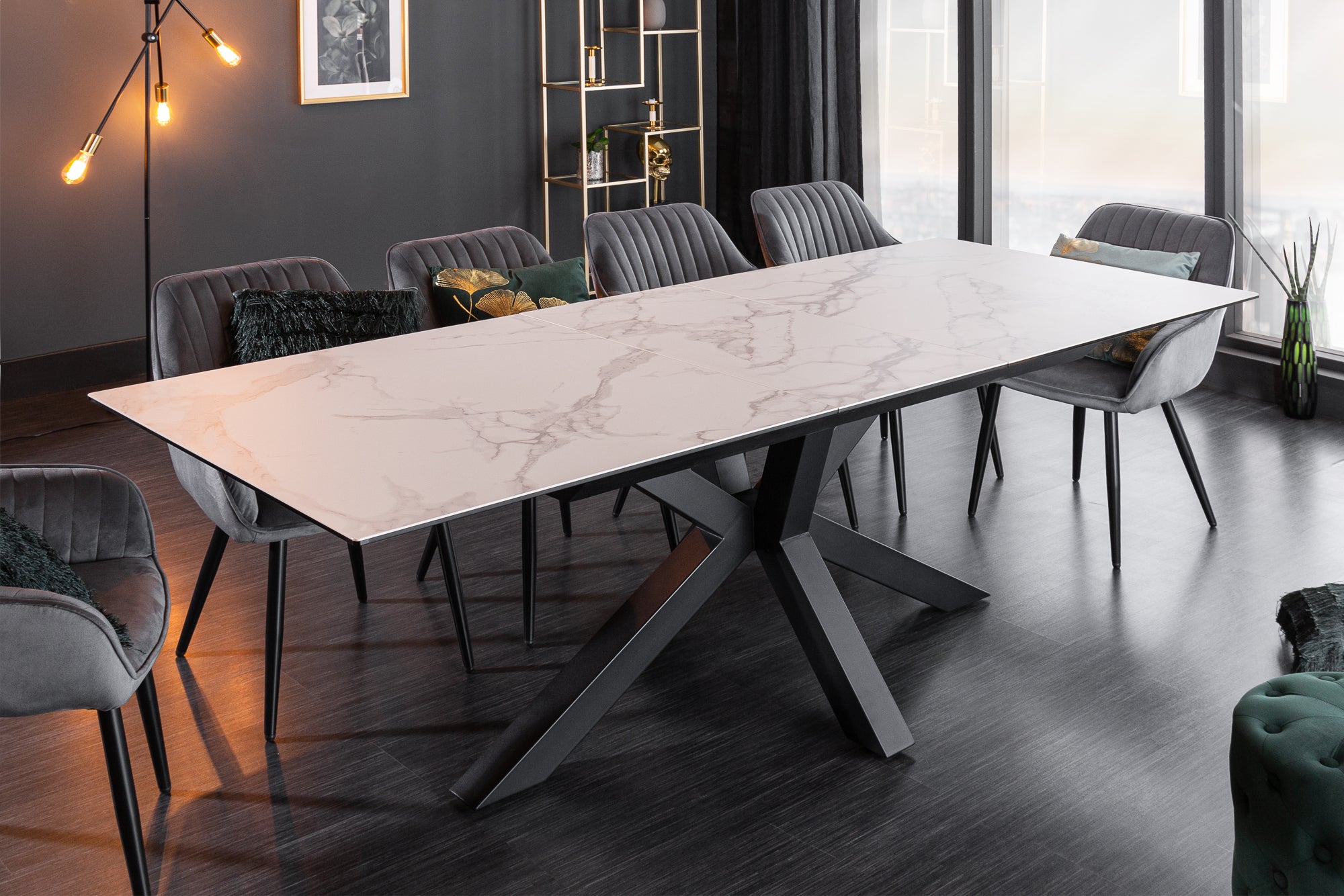 ETERNITY extendable dining table 180 225cm marble white ceramic made in Italy