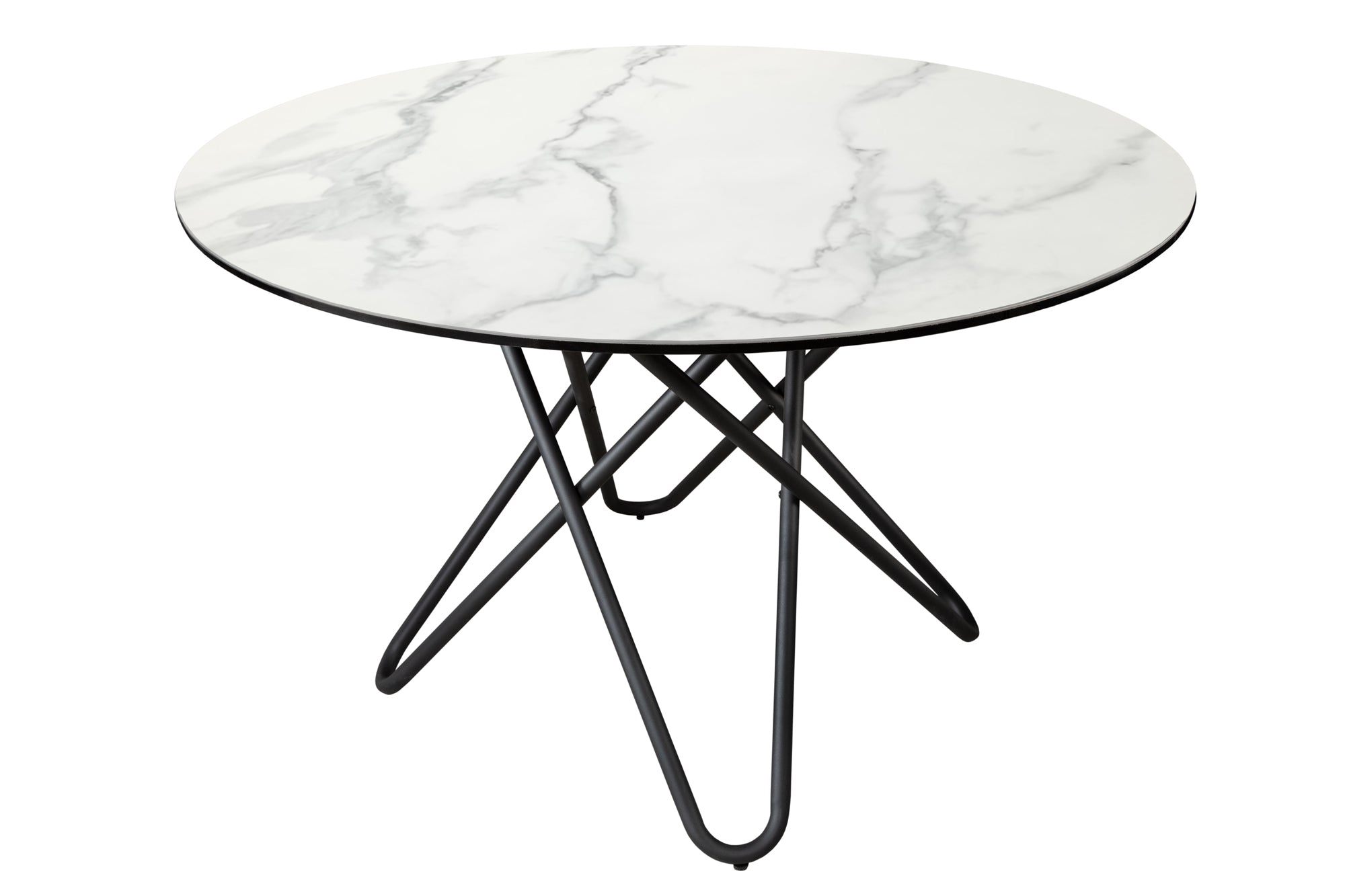 ELLIPSE Round Dining Table 120cm Marble White Ceramic Hairpin Legs made in Italy