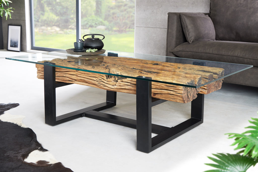 ARCHITECTURE Industrial coffee table 100cm oiled oak black frame – Sitheim